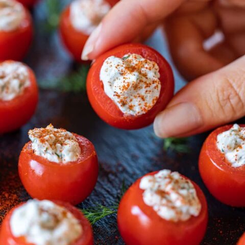 Stuffed Cherry Tomatoes Recipe - Appetizer Addiction